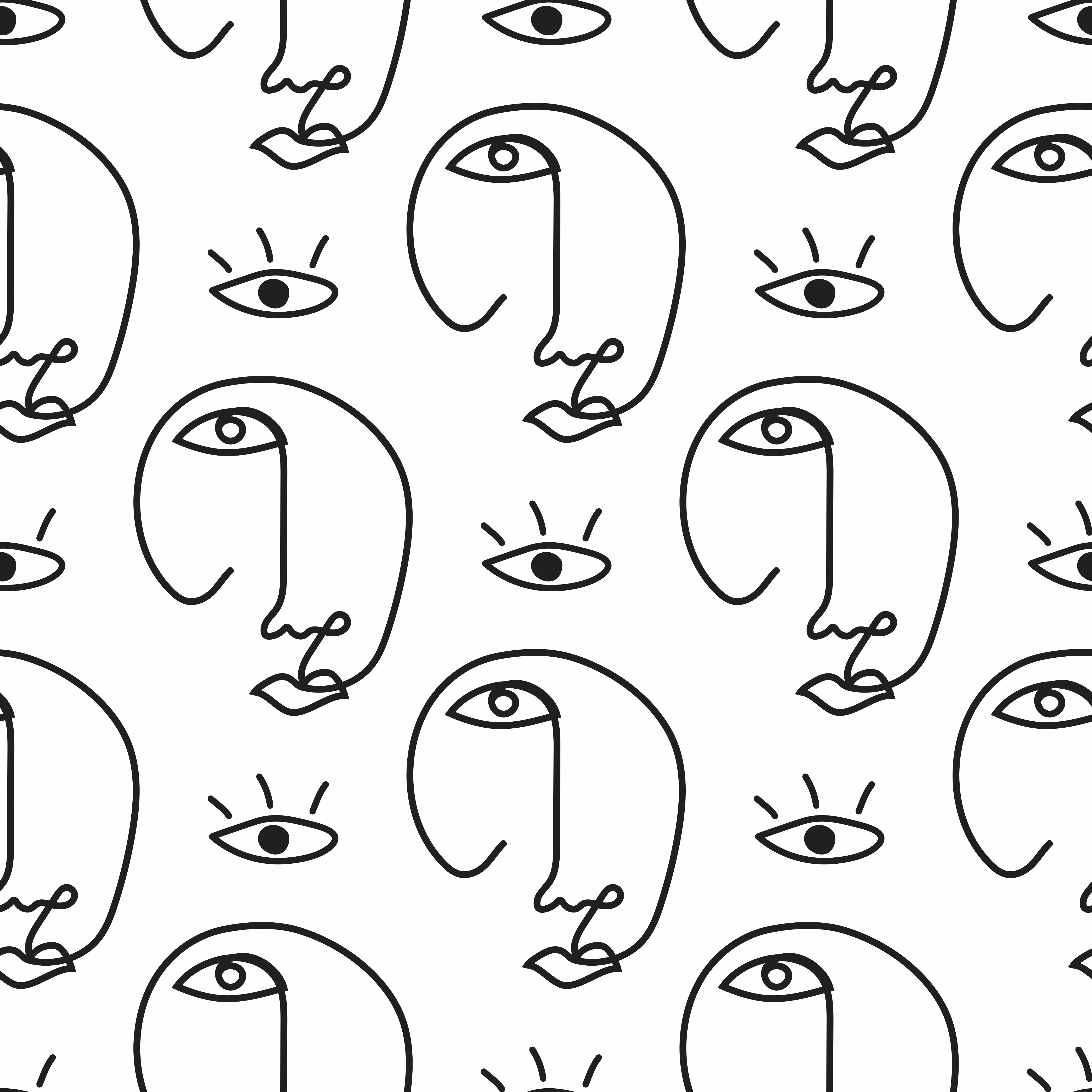 Floating Faces Line Art - Pickawall