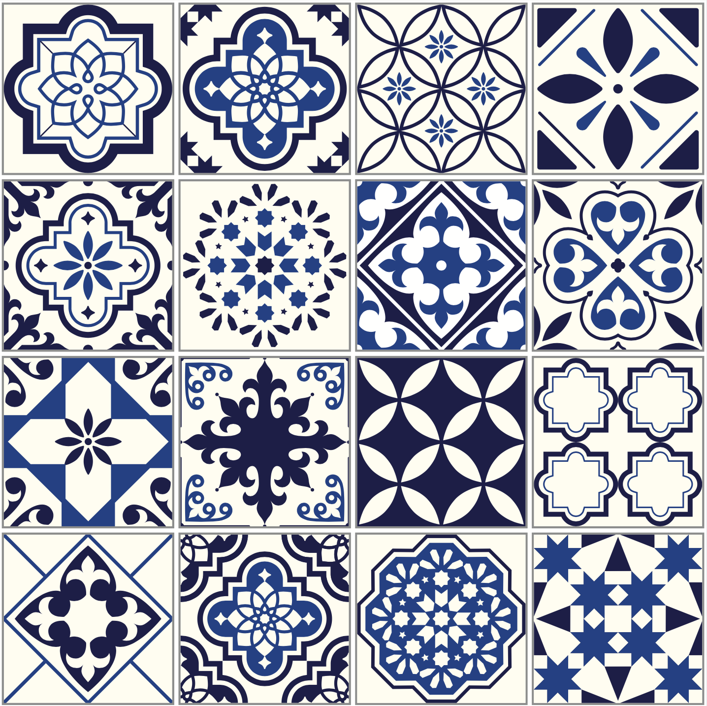 Mediterranean Navy Tiles - Pickawall